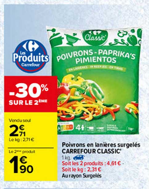 Promo Poivrons En Lainières Surgelés Carrefour Classic' chez Carrefour ...