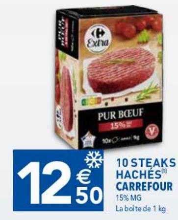 Promo 10 Steaks Hachés Carrefour chez Carrefour Market - iCatalogue.fr