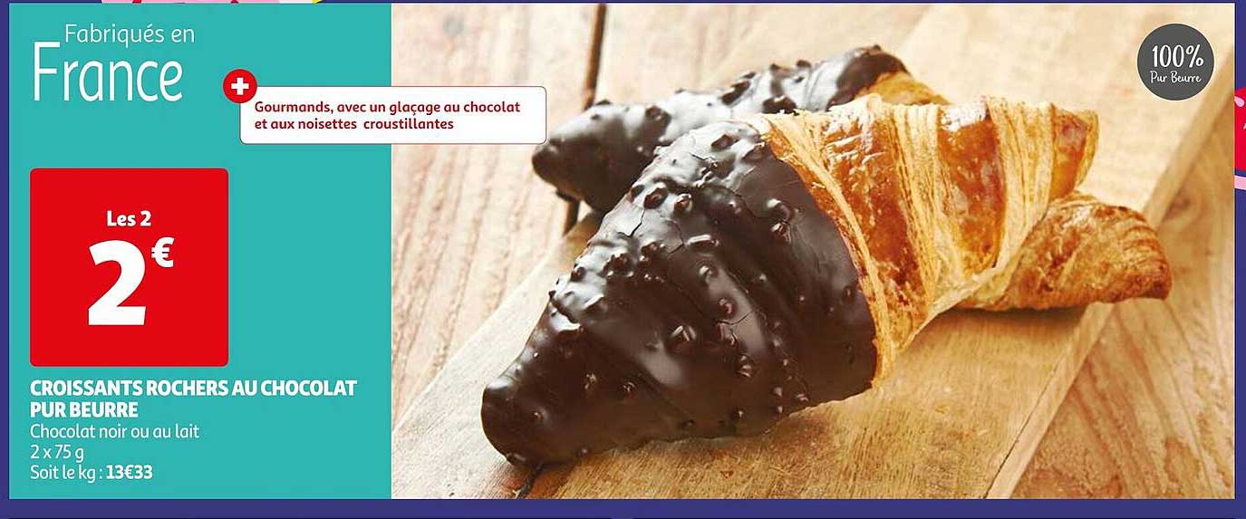 Promo Croissants Rochers Au Chocolat Pur Beurre chez Auchan - iCatalogue.fr