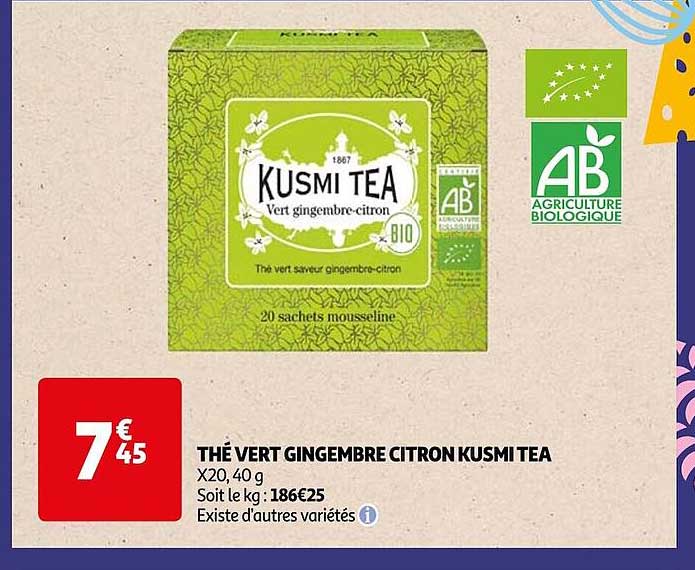 Promo Thé Vert Gingembre Citron Kusmi Tea chez Auchan - iCatalogue.fr