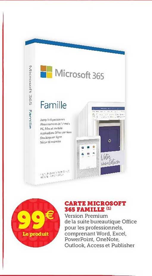 Offre Carte Microsoft 365 Famille chez Hyper U