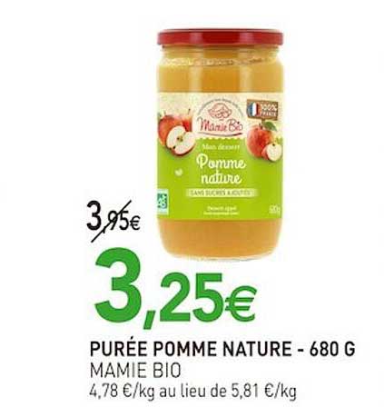 Offre Purée Pomme Nature chez NatureO