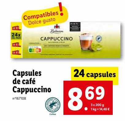 Promo Capsules De Café Cappuccino chez Lidl - iCatalogue.fr