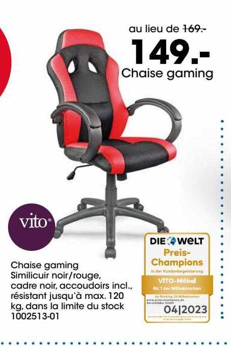 Promo Chaise Gaming chez Mobel Martin - iCatalogue.fr