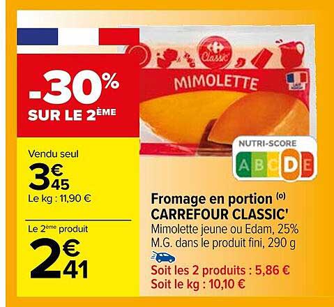 Promo Fromage En Portion Carrefour Classic' chez Carrefour - iCatalogue.fr
