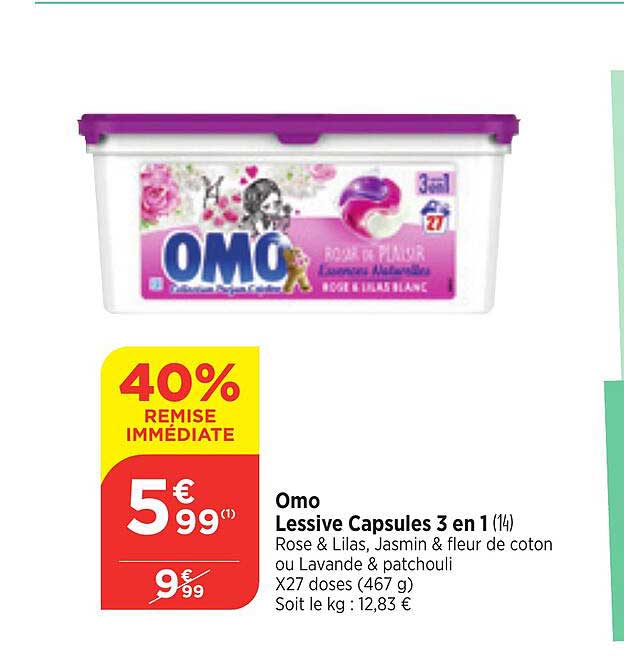 Promo Omo Lessive Capsules 3 En 1 chez Maximarché - iCatalogue.fr