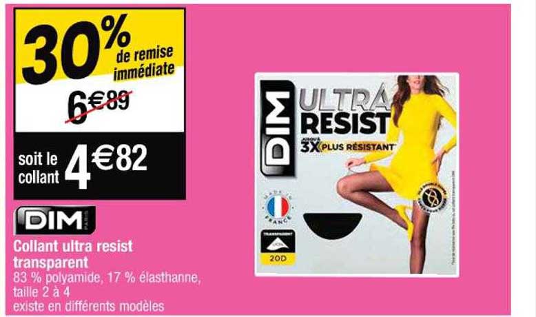 Promo Collant Ultra Résist Transparent Dim Paris chez Cora - iCatalogue.fr