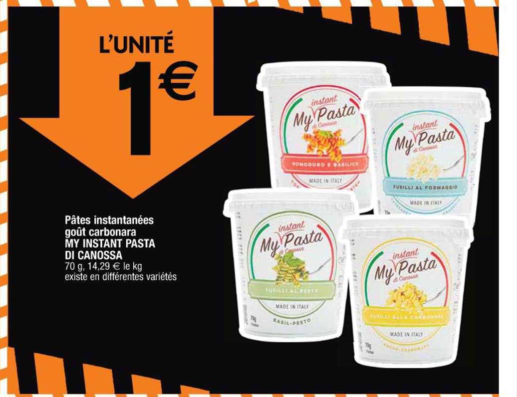 Promo Pâtes Instantanées Goût Carbonara My Instant Pasta Di Canossa ...