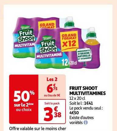 Promo Fruit Shoot Multivitamines chez Auchan - iCatalogue.fr