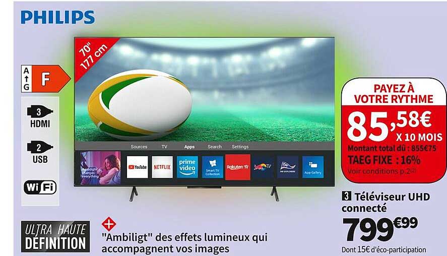 Promo Philips Téléviseur Uhd Connecté chez Conforama - iCatalogue.fr