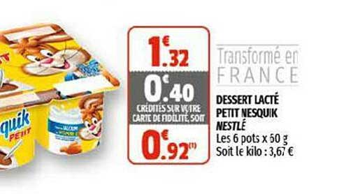 Promo Dessert Lacté Petit Nesquik Nestlé chez Coccinelle Supermarché ...