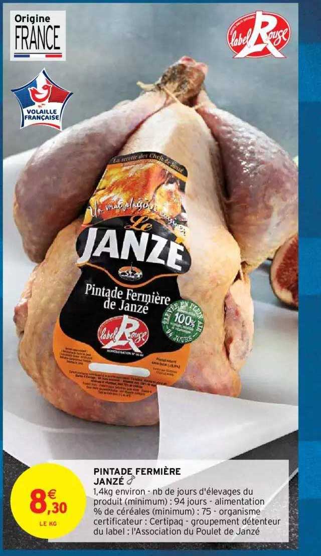 Promo Pintade Fermière Janzé chez Intermarché Hyper - iCatalogue.fr