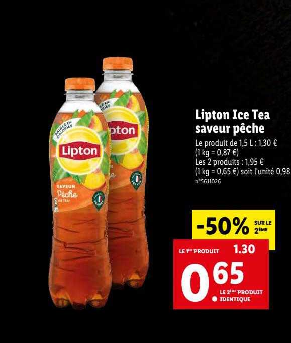 Promo Lipton Ice Tea Saveur Pêche chez Lidl - iCatalogue.fr