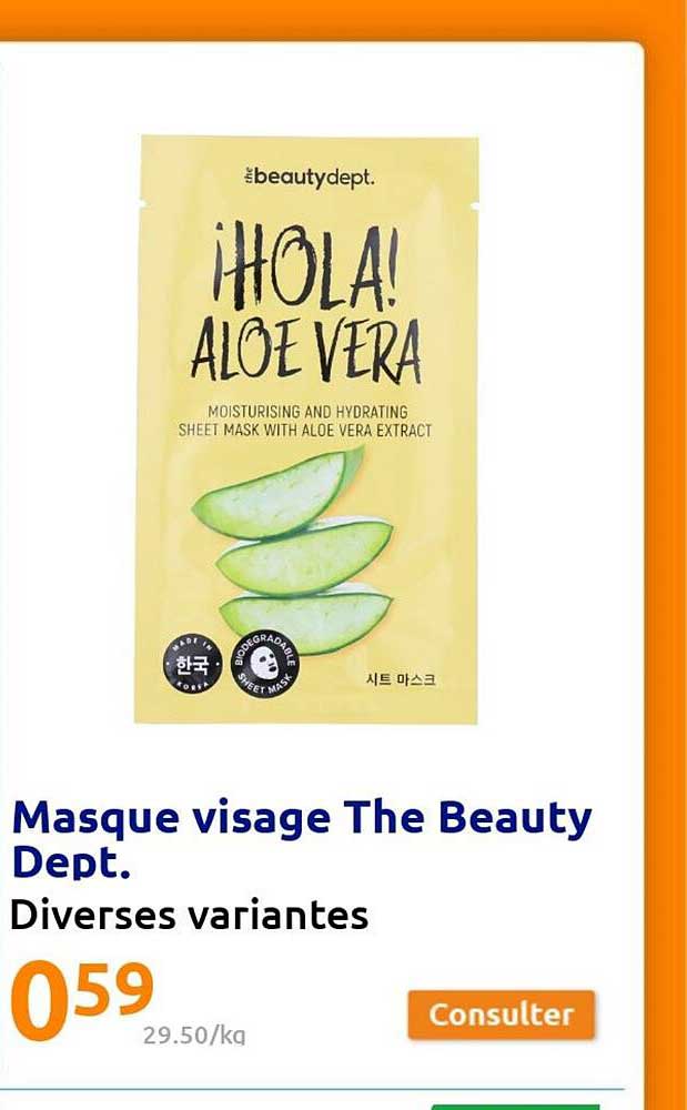 Offre Masque Visage The Beauty Dept chez Action