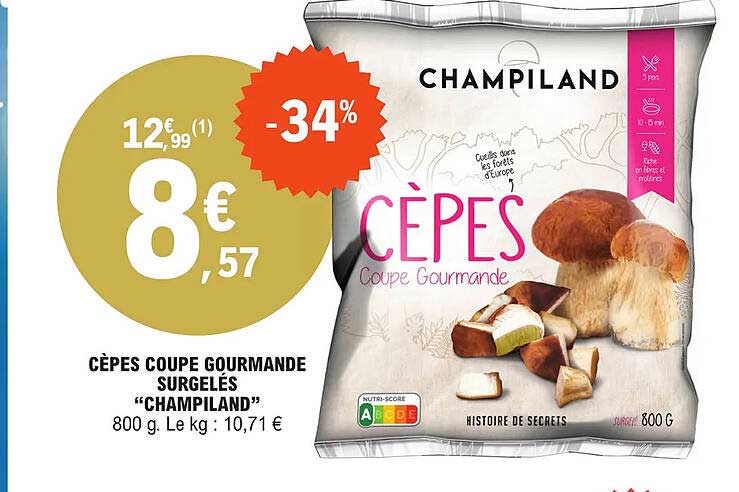Promo Cèpes Coupe Gourmande Surgelés "champiland" chez E.Leclerc ...