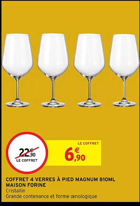 Promo Coffret 4 Verres à Pied Magnum Maison Forine chez Intermarché ...