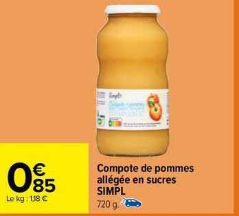 Promo Compote De Pommes Allégée En Sucres Simpl chez Carrefour ...