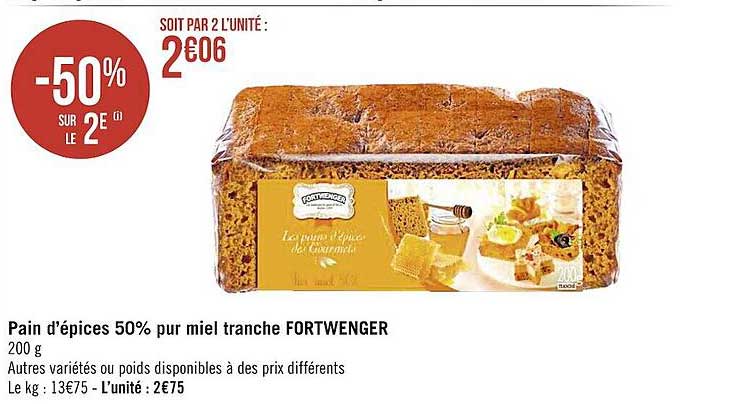 Promo Pain D'épices 50% Pur Miel Tranche Fortwenger chez Casino ...