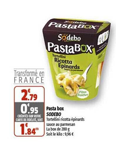 Promo Pasta Box Sodebo chez Coccinelle Supermarché - iCatalogue.fr