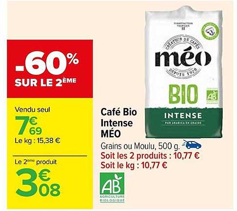 Promo Café Bio Intense Méo chez Carrefour - iCatalogue.fr