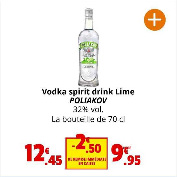 Promo Vodka Spirit Drink Lime Poliakov chez Coccinelle Supermarché ...