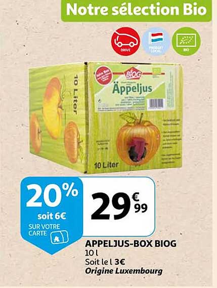 Promo Appeljus-box Biog chez Auchan - iCatalogue.fr