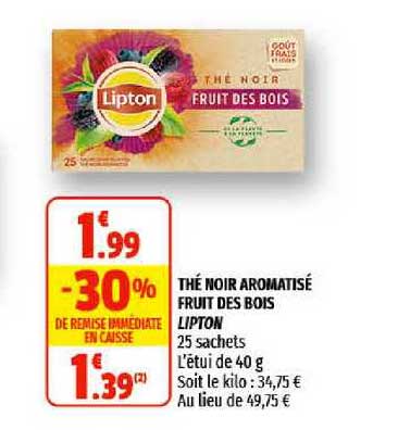 Promo Thé Noir Aromatisé Fruit Des Bois Lipton chez Coccinelle ...