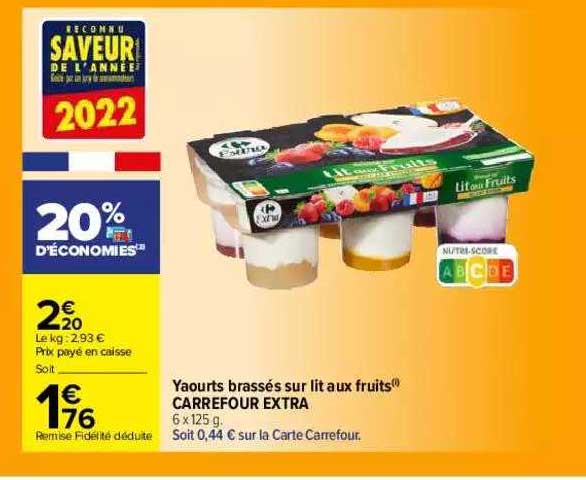 Promo Yaourts Brassés Sur Lit Aux Fruits Carrefour Extra chez Carrefour ...