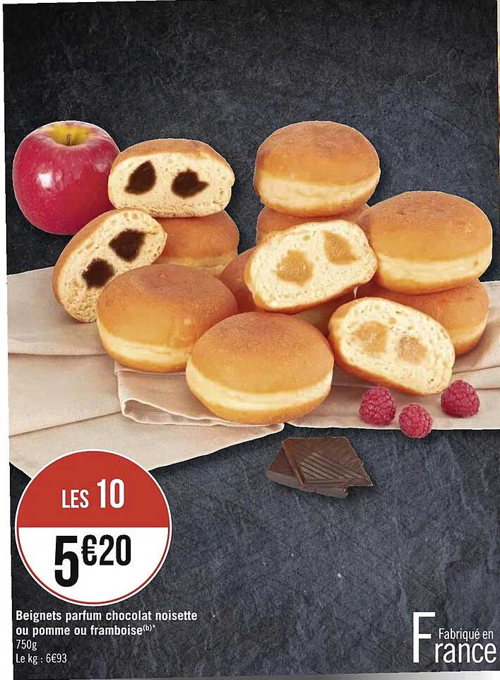 Promo Beignets Parfum Chocolat Noisette Ou Pomme Ou Framboise chez ...