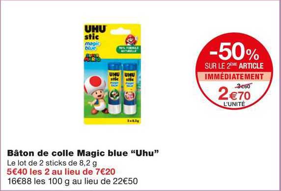 Promo Bâton De Colle Magic Blue "uhu" chez Monoprix - iCatalogue.fr