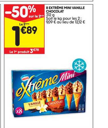 Promo 8 Extrême Mini Vanille Chocolat chez Leader Price - iCatalogue.fr