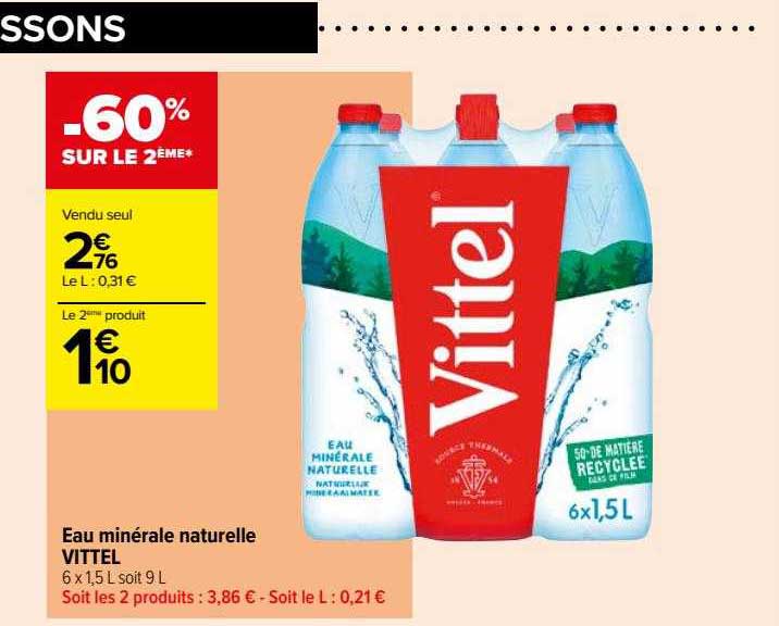 Promo Eau Minérale Naturelle Vittel chez Carrefour Contact - iCatalogue.fr