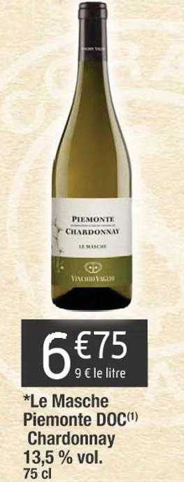 Promo Le Masche Piémonte Doc Chardonnay 13,5% Vol. chez Cora ...