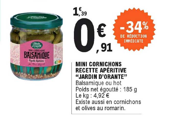 Promo Mini Cornichons Recette Apéritive "jardin D'orante" chez E ...