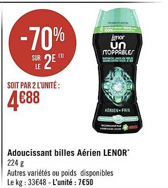 Offre Adoucissant Billes Aérien Lenor chez Geant Casino