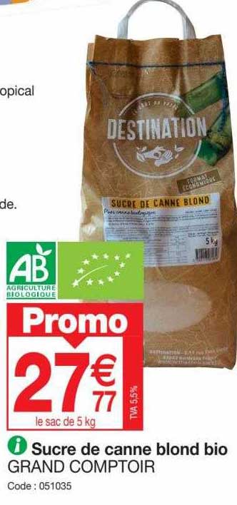 Promo Sucre De Canne Blond Bio Grand Comptoir chez Promocash ...