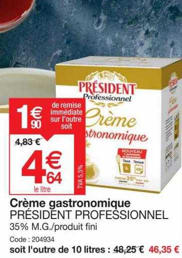 Promo Crème Gastronomique Président Professionnel chez Promocash ...