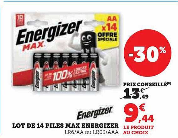 Promo Lot De 14 Piles Max Energizer chez Hyper U - iCatalogue.fr