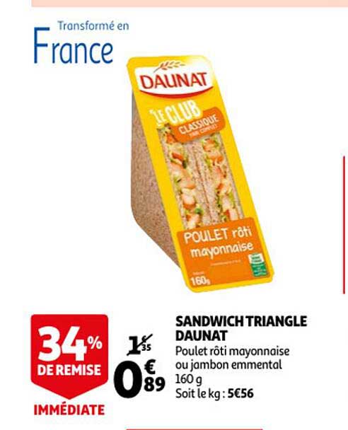Offre Sandwich Daunat chez Carrefour Contact