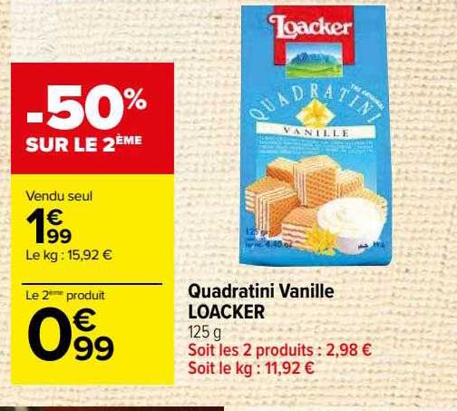 Promo Quadratini Vanille Loacker chez Carrefour - iCatalogue.fr
