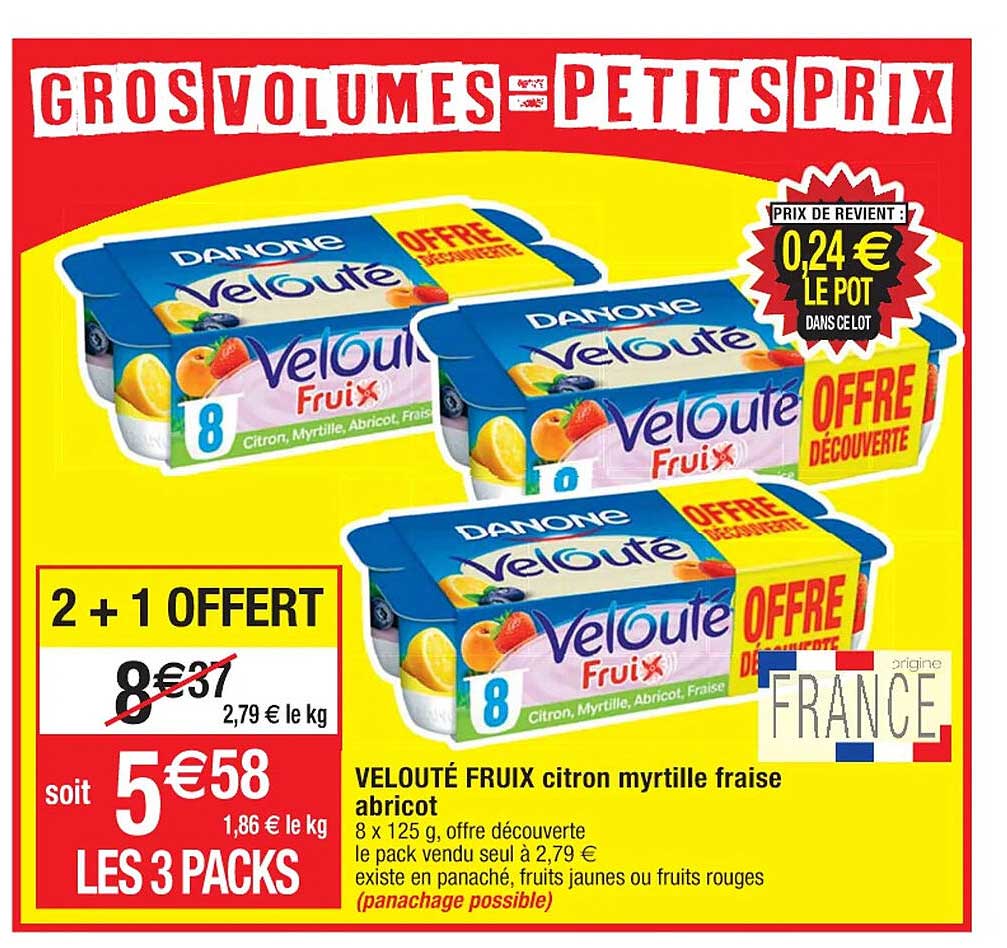 Promo Velouté Fruix Citron Myrtille Fraise Abricot chez Cora ...