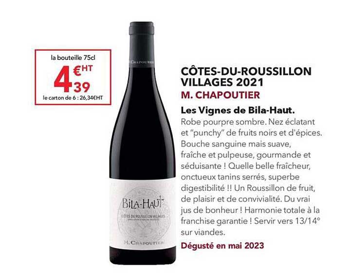 Promo Côtes-du-roussillon Villages 2021 M. Chapoutier chez METRO ...