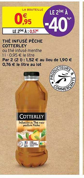 Promo Le 2ème à -40% Thé Infusé Pêche Cotterley Ou Thé Infusé Menthe ...