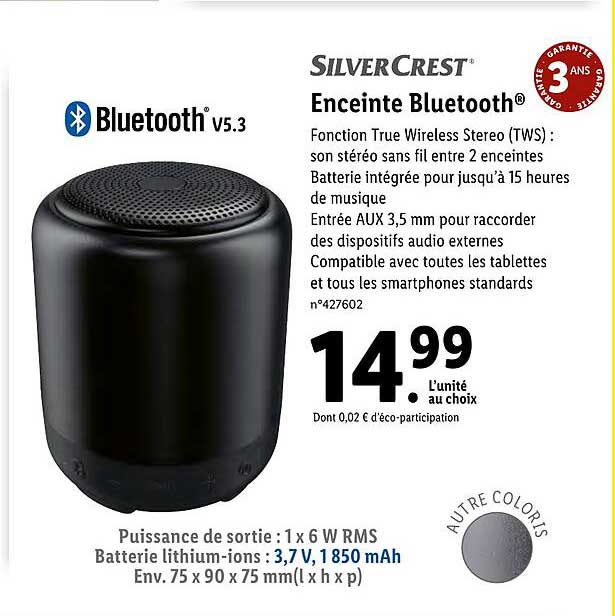 Promo Silvercrest Enceinte Bluetooth chez Lidl - iCatalogue.fr