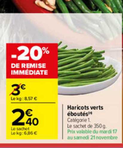 Promo Haricots Verts éboutés chez Carrefour - iCatalogue.fr