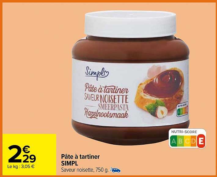 Promo Pâte à Tartiner Simpl chez Carrefour - iCatalogue.fr