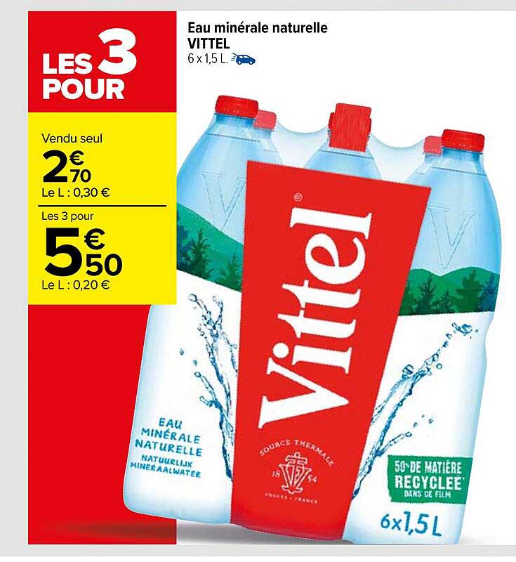 Promo Eau Minérale Naturelle Vittel chez Carrefour - iCatalogue.fr