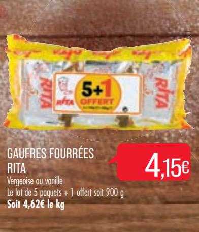 Offre Gaufres Fourrées Vergeoise Rita chez Carrefour Market
