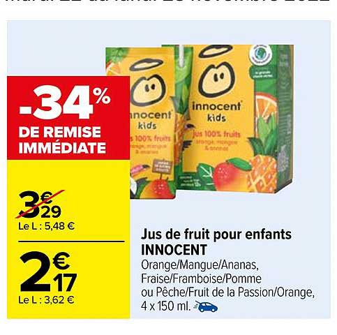 Promo Jus De Fruit Pour Enfants Innocent chez Carrefour - iCatalogue.fr