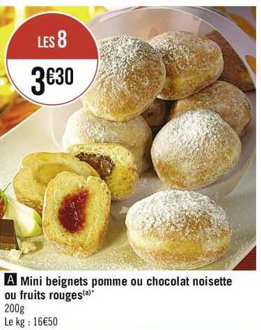 Promo Mini Beignets Pomme Ou Chocolat Noisette Ou Fruits Rouges chez ...